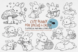Cute Bunny Spring Easter PNG Set Graphic by Lazy Cat · Creative Fabrica