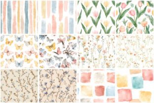 Pastel Floral & Butterfly Digital Paper Graphic by sagorarts · Creative ...
