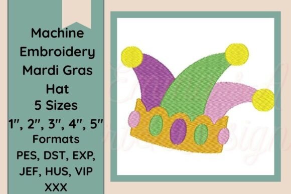 Mardi Gras Jester Hat Embroidery Design · Creative Fabrica