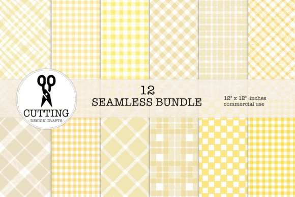 Charming Yellow Gingham Patterns Graphic by CUTTING DESIGNCrafts ...