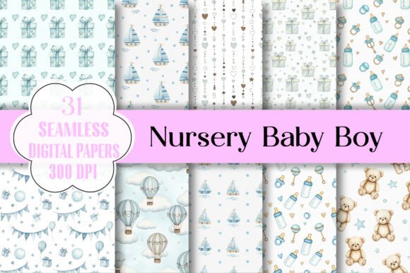 Nursery Baby Boy Digital Paper Graphic by Bundle · Creative Fabrica