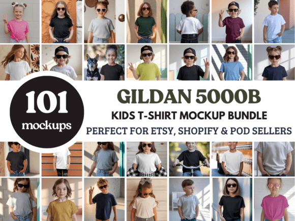 Kids Gildan 5000B T-shirt Mockup Bundle Graphic by TrendyMocks ...