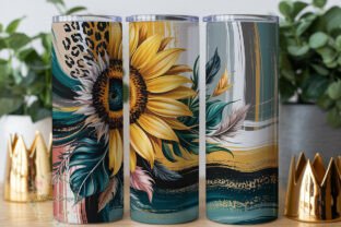 Sunflower Teal Leopard Print Tumbler Graphic by DeanBrose · Creative ...