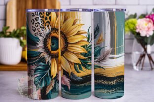 Sunflower Teal Leopard Print Tumbler Graphic by DeanBrose · Creative ...