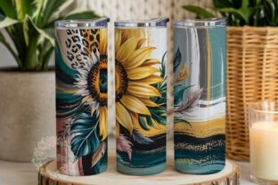 Sunflower Teal Leopard Print Tumbler Graphic by DeanBrose · Creative ...