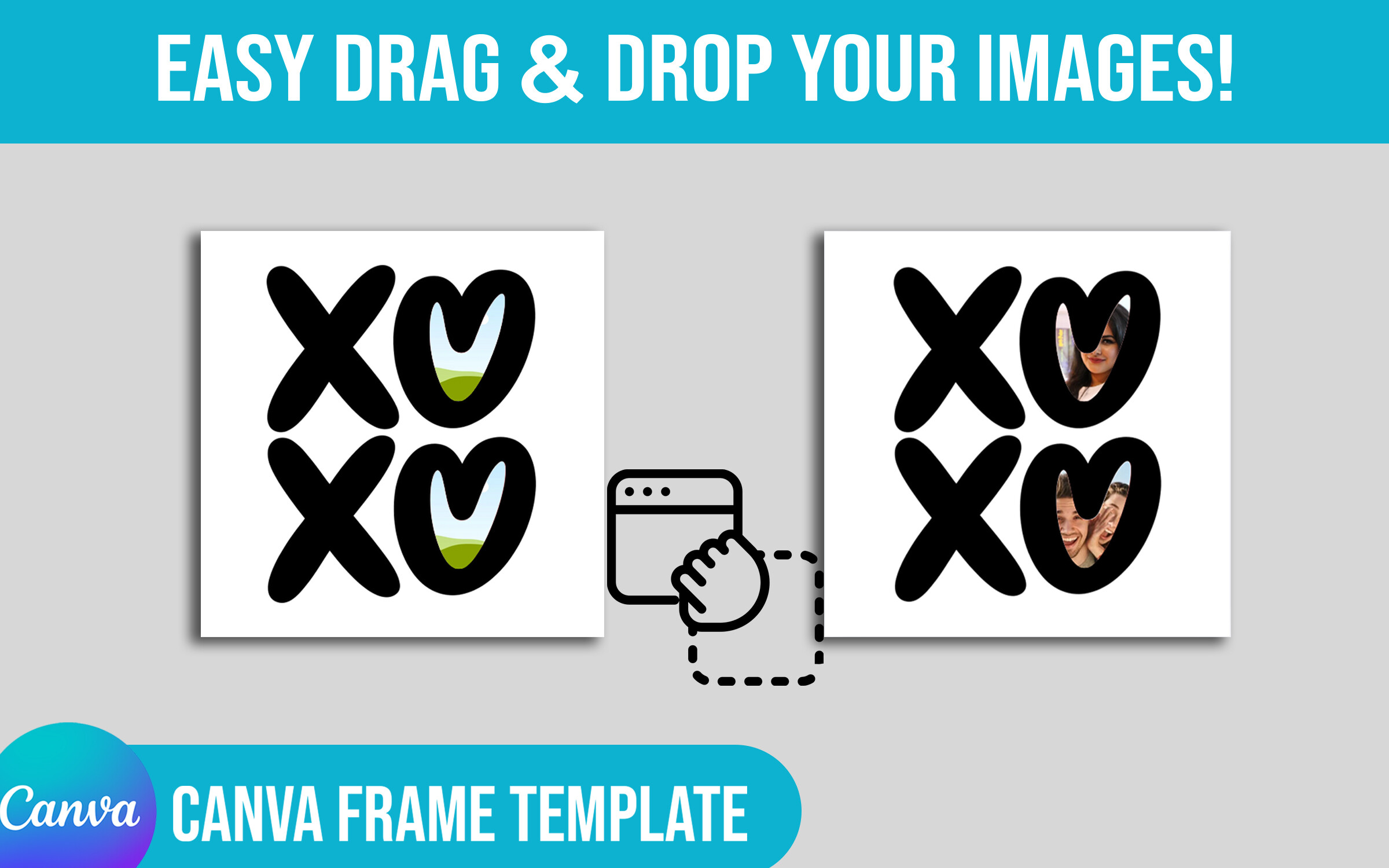 XOXO Editable Valentine Day Canva Frame Graphic by Razia Sultana ...