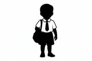 Silhouette Children in School Uniforms Graphic by MD ABDUL MOMIN ...
