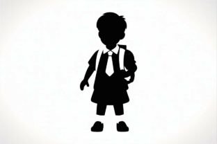 Silhouette Children in School Uniforms Graphic by MD ABDUL MOMIN ...