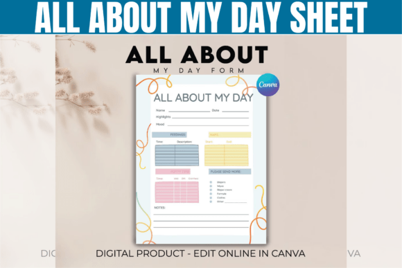 All About My Day Sheet Canva Template Graphic by Gfx Shaown · Creative ...