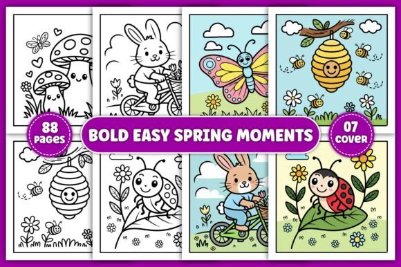 Bold Easy Spring Moments Coloring Pages Graphic by FuN ArT · Creative ...