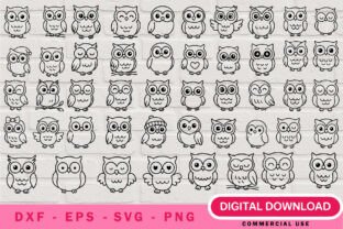 Cute Owls Outline SVG Bundle Graphic by SVGDesignRocket · Creative Fabrica