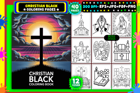 Christian Black Coloring Pages for Kids Graphic by BOSS DESIGN ...