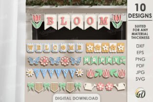 3D Spring Banners Bundle Laser Cut · Creative Fabrica