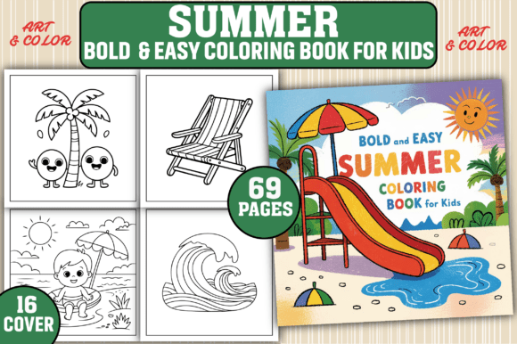 69 Bold and Easy Summer Coloring Pages Graphic by Art & CoLor ...