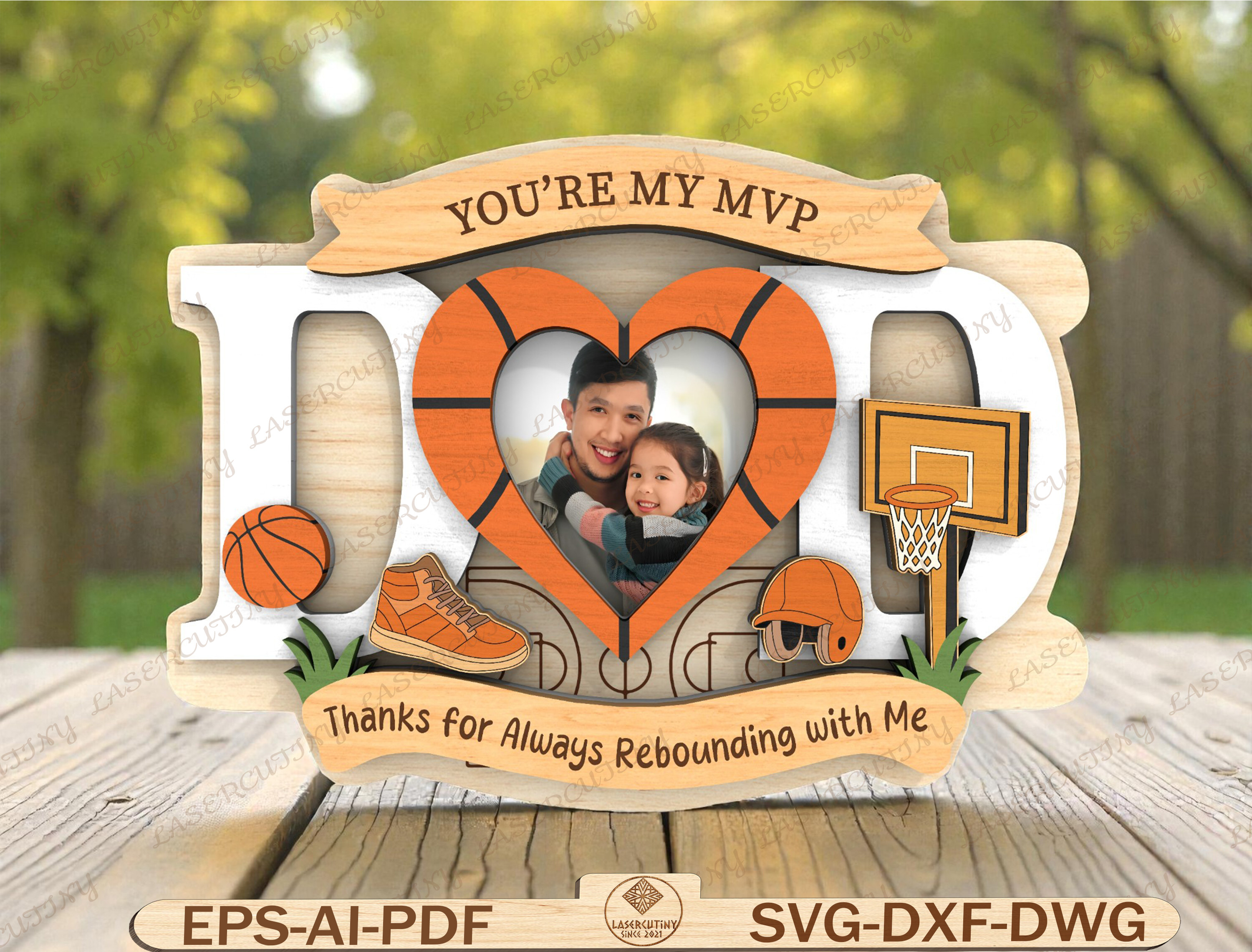 Basketball Dad Photo Frame Laser Cut Graphic by Lasercutiny · Creative ...