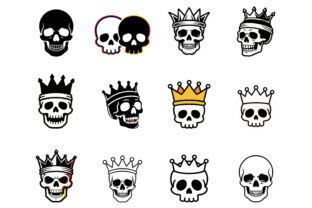 Skull Emoji Vector Sticker Wearing Crown Graphic by Ahemarketer ...