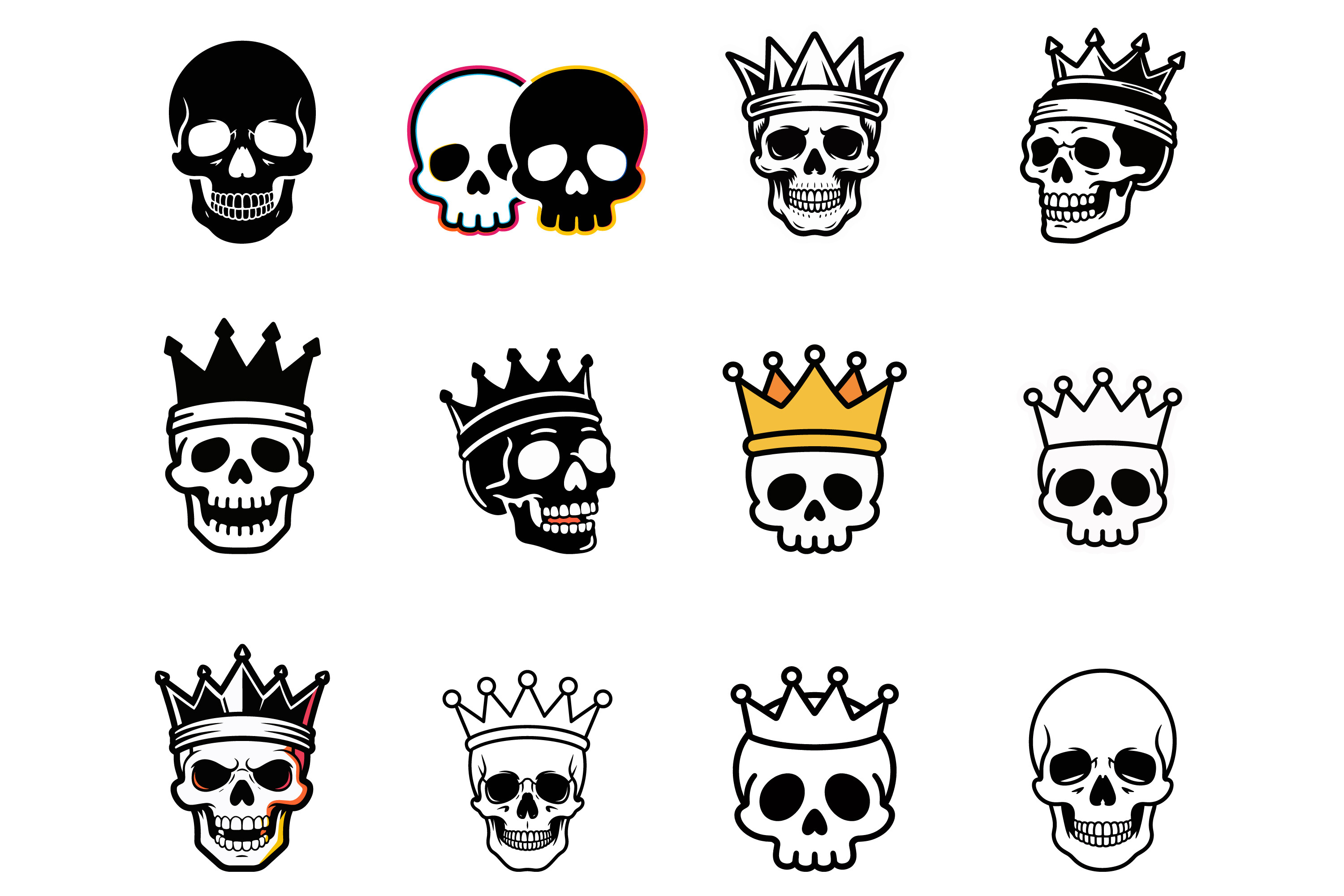 Skull Emoji Vector Sticker Wearing Crown Graphic by Ahemarketer ...