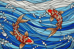 Stained Glass Koi Fish Wave Art Graphic by LifePlanStudeo · Creative ...
