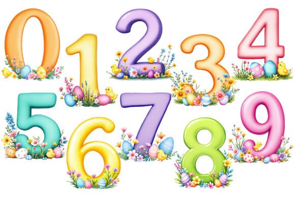Easter Numbers PNG, Floral Easter Number Graphic by Designs by Ira ...