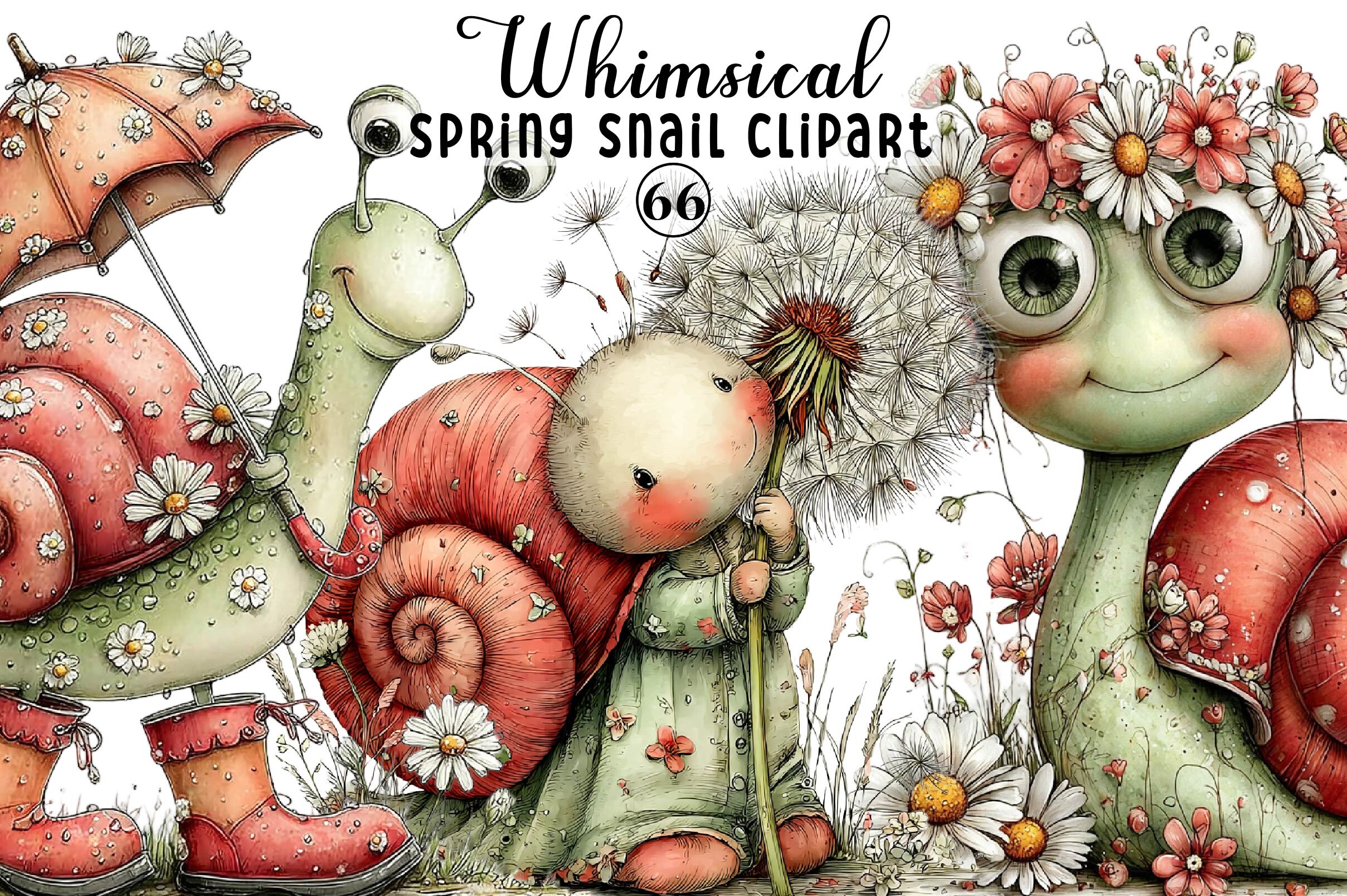 Whimsical Spring Snail Clipart Graphic by Print Magic · Creative Fabrica