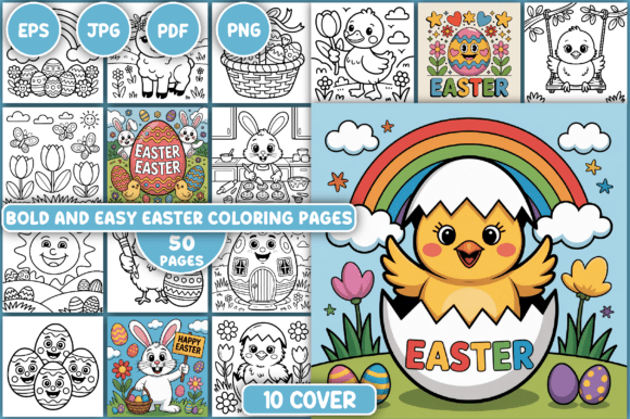 Gladioli with Easter Eggs Coloring Page Graphic by EveryDay · Creative ...