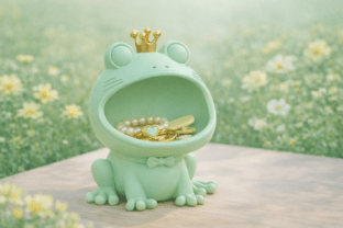 Rog Trinket Dish with Crown – Cute Frog for 3D Printing · Creative Fabrica