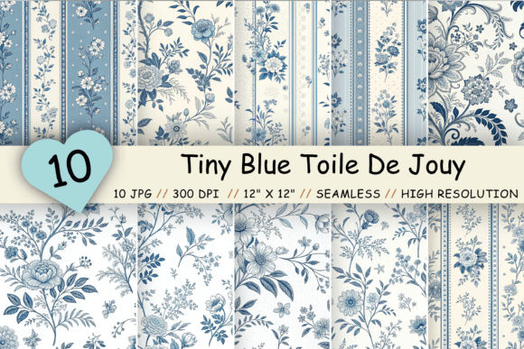Tiny Blue Toile De Jouy Seamless Pattern Graphic by Florid Printables ...