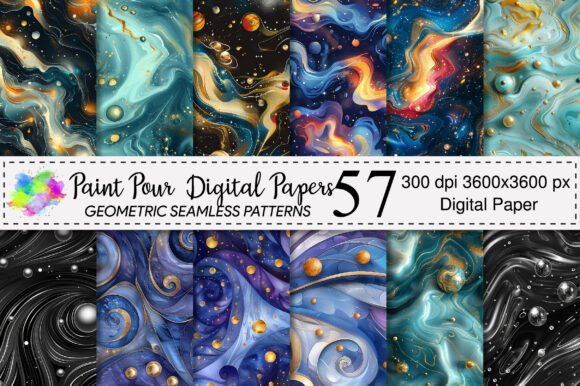 Seamless Paint Pour Paper Pattern Graphic by Lazy Panda · Creative Fabrica