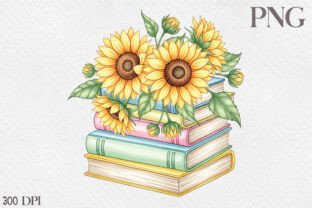 Spring Sunflower Book Stack Clipart PNG Graphic by crative8112 ...