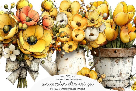 Spring Fence Flower Clipart Bundle Graphic by GatewayDesign · Creative ...