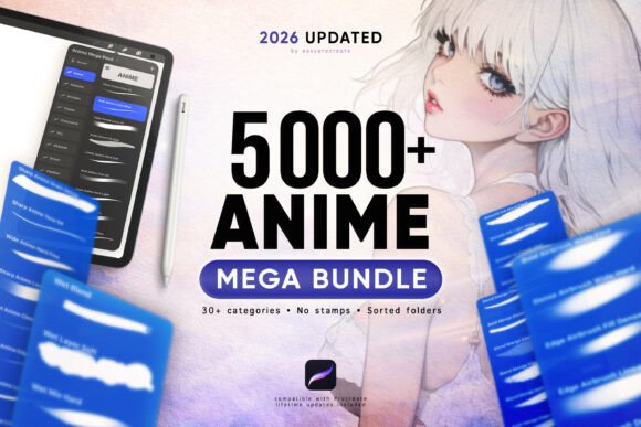 5000 Procreate Brushes Anime Mega Bundle Graphic by EasyProcreate ...