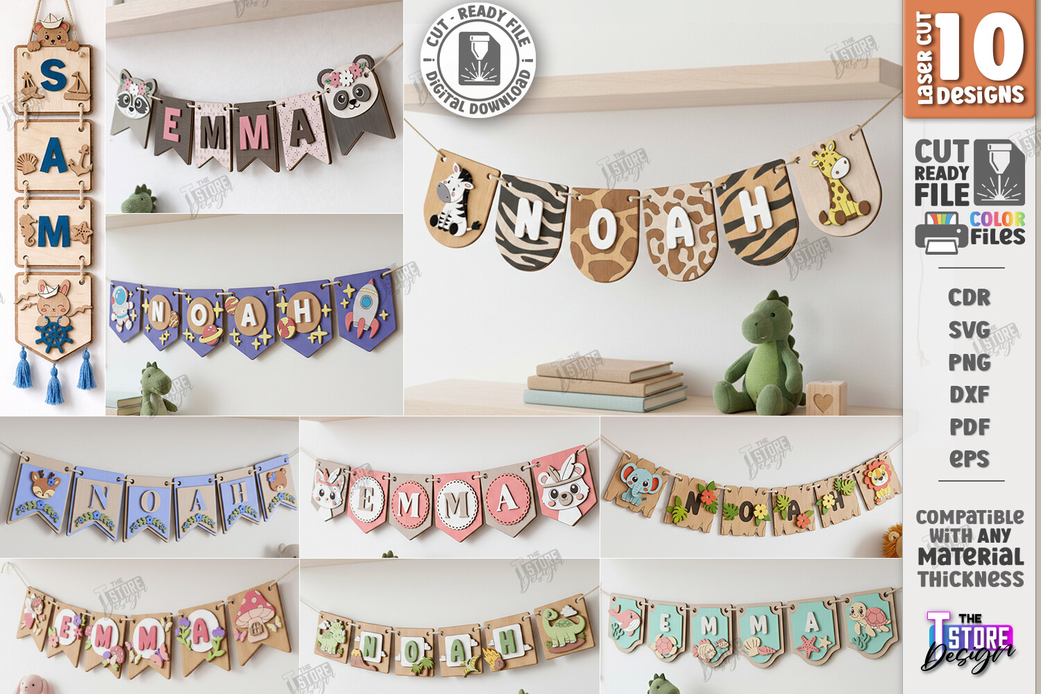 Baby Name Banners Laser Cut Bundle | CNC · Creative Fabrica
