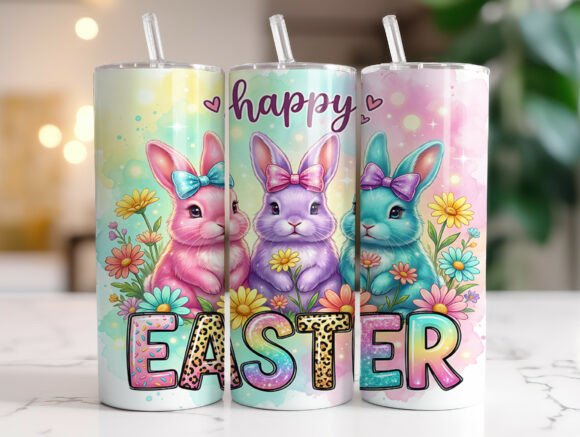 Puffy Pastel Bunny Easter Tumbler Wrap Graphic by RahatKDP · Creative ...