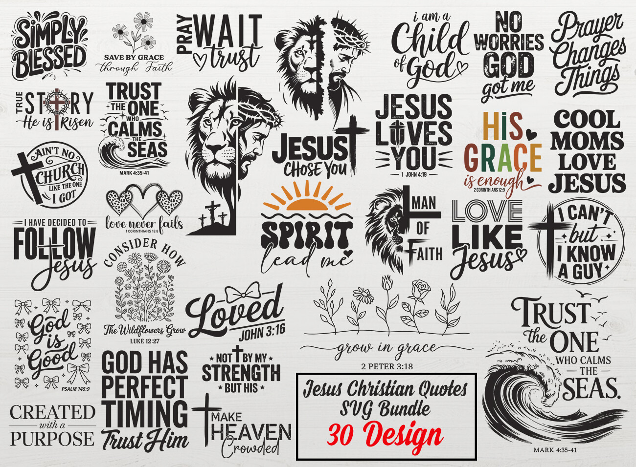 Christian Quotes Jesus SVG Bundle Graphic by SvgDesignHouse · Creative ...