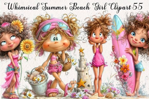 Whimsical Summer Girl Clipart Graphic by Print Magic · Creative Fabrica