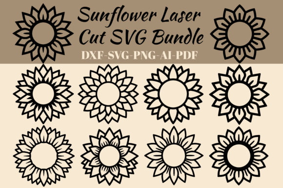 Sunflower Laser Cut SVG Bundle Graphic by Josehysf · Creative Fabrica