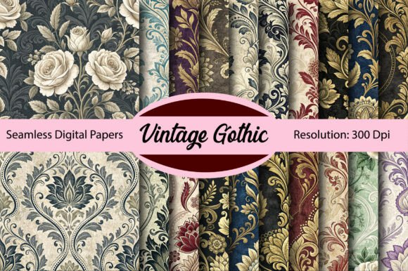 Vintage Gothic Seamless Digital Paper Graphic by Colourful · Creative ...