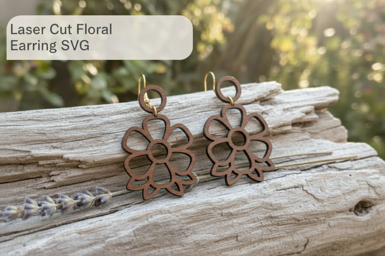 Laser Cut Floral Earring SVG · Creative Fabrica