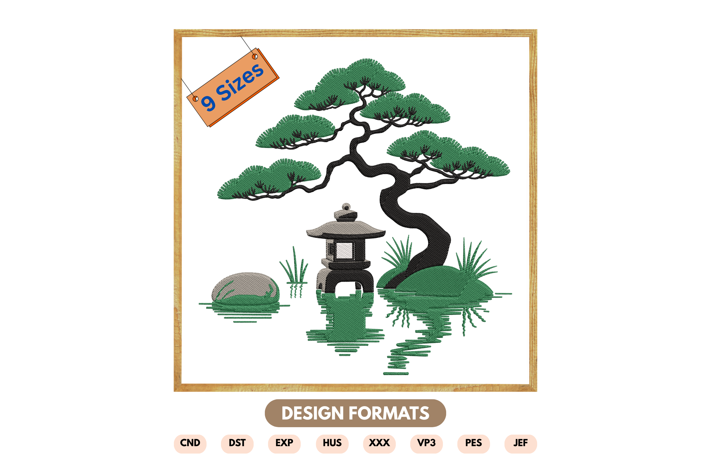 Japanese Zen Garden Embroidery Design · Creative Fabrica