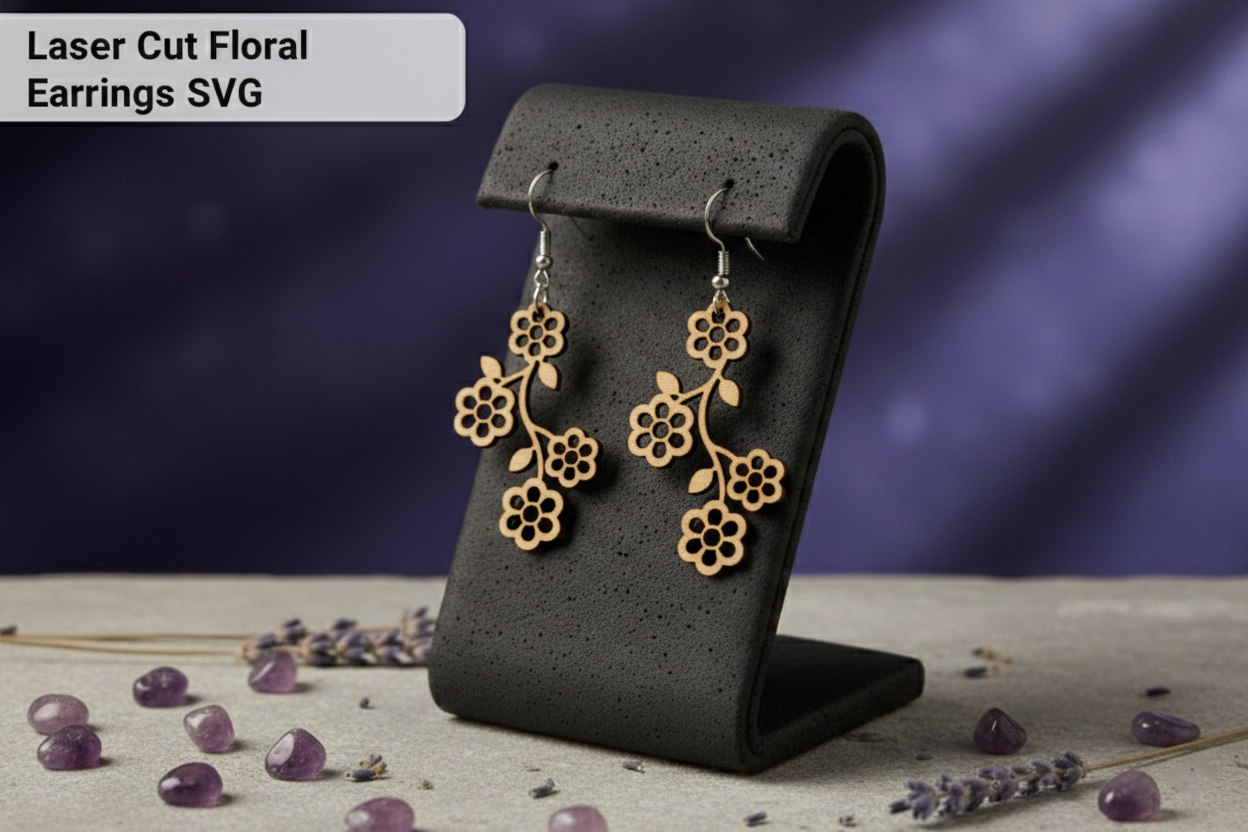 Laser Cut Floral Earring SVG · Creative Fabrica