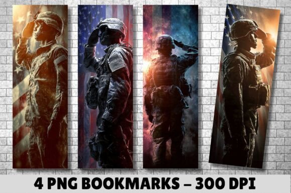 Military Soldier Salute Flag Bookmarks Graphic by AVA STORE · Creative ...