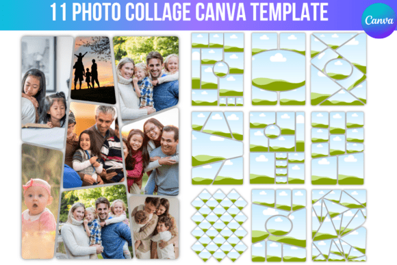 2 Photo Collage Frame Template Designs & Graphics