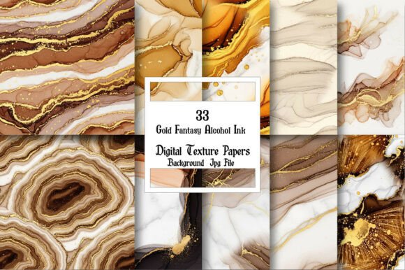 Gold Fantasy Alcohol Ink Background Graphic by Vintage · Creative Fabrica