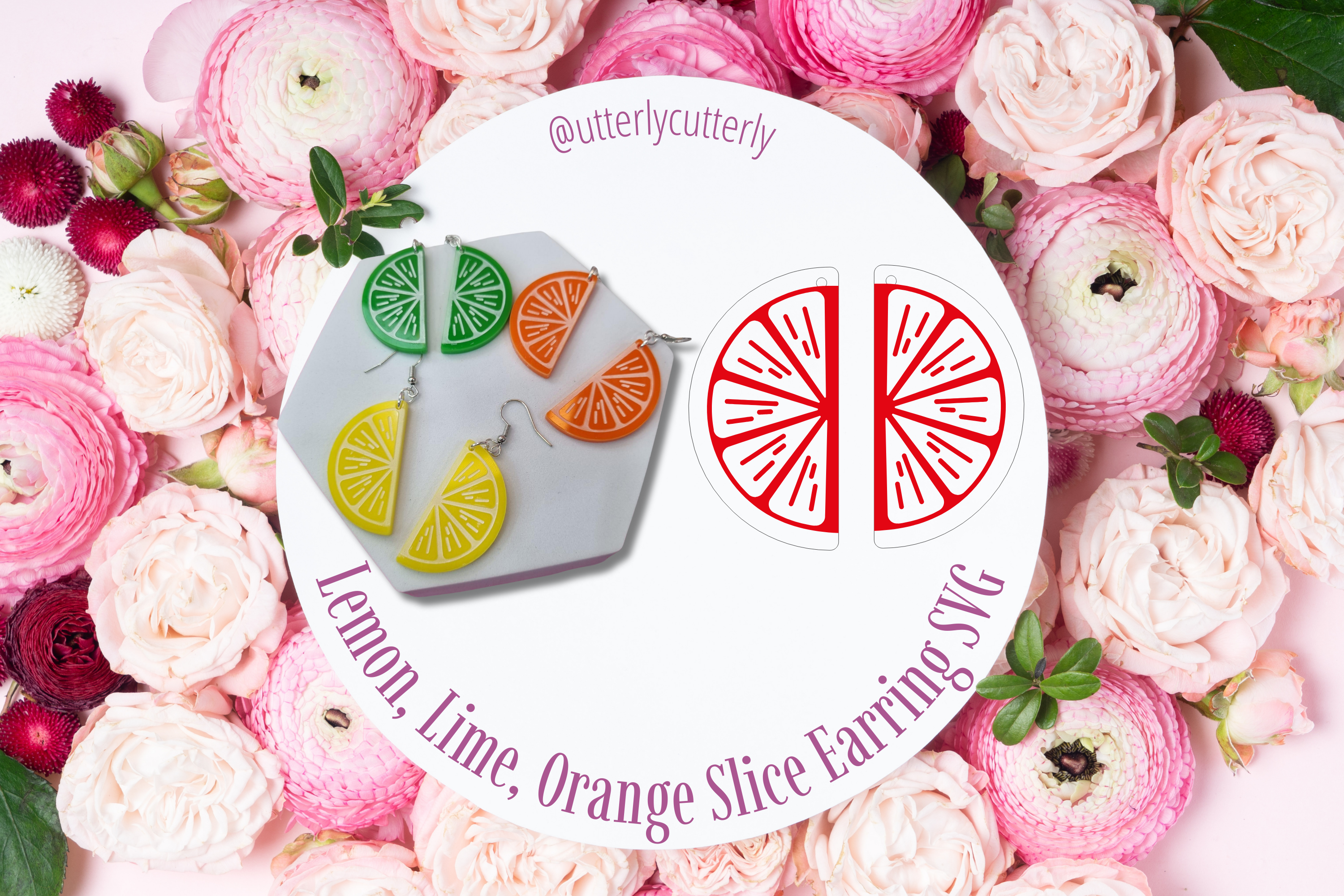 Lemon Slice Earring Laser Cut File- SVG · Creative Fabrica