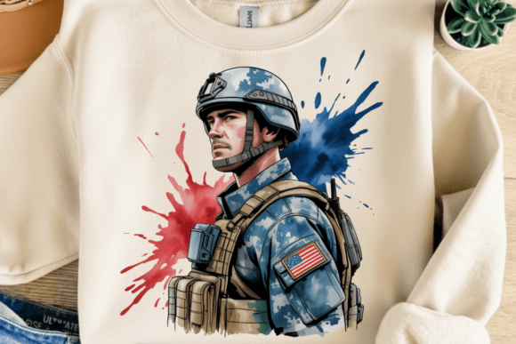 Patriotic Soldier PNG Design Graphic by Pencil Studio · Creative Fabrica