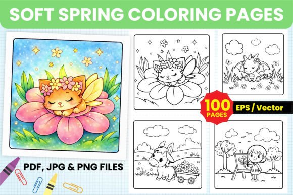 Soft Spring Coloring Pages for Teens Graphic by KDP Art Nest · Creative ...