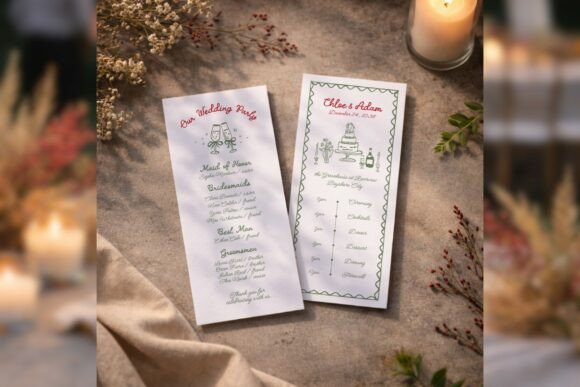 Wedding Program Canva Template Bd003 Graphic by TyphoonStudio ...
