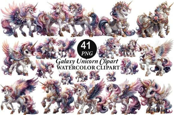 Galaxy Unicorn Clipart Graphic by vintage.artist · Creative Fabrica