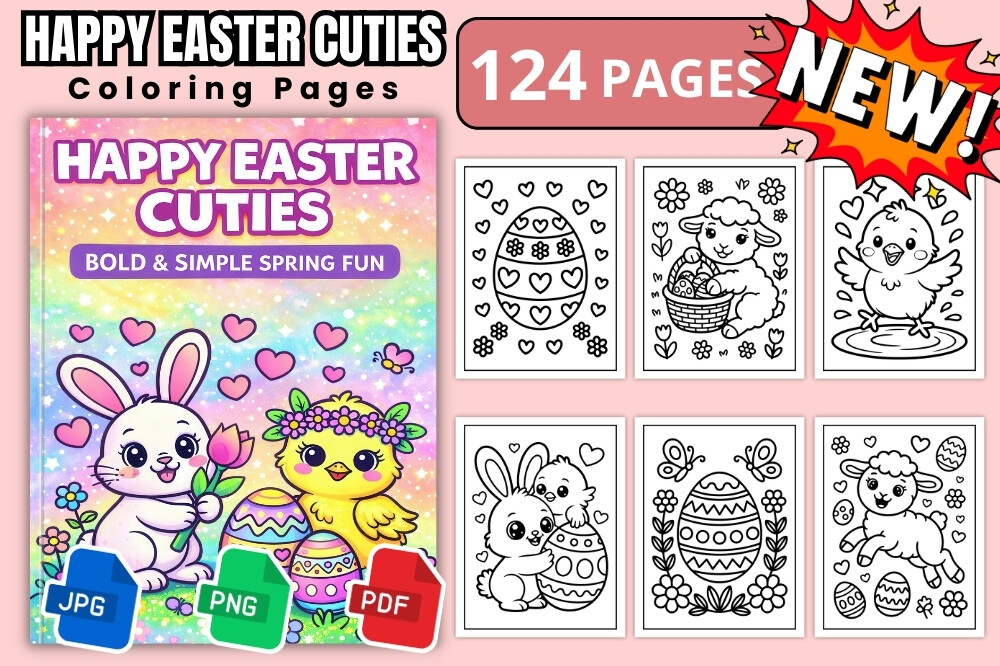 Happy Easter Cuties Coloring Book Graphic by BundleExpert · Creative ...