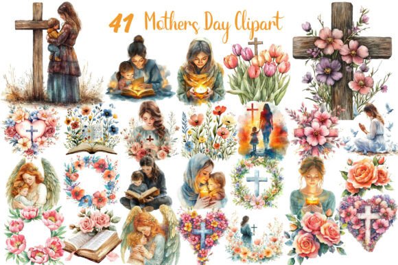 Christian Mom Mothers Day Clipart Graphic by Strawberry Art · Creative ...